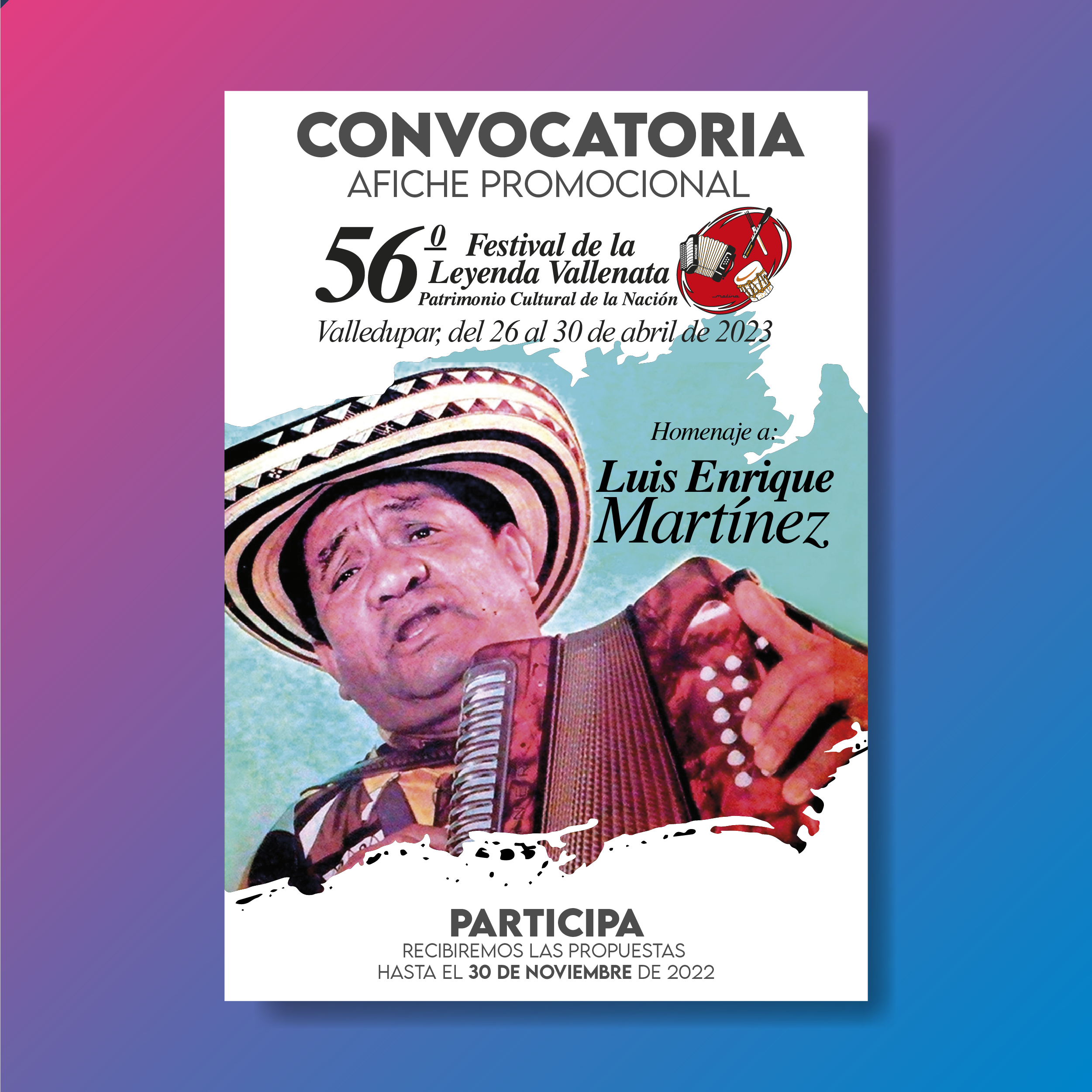 Abierta convocatoria para el afiche promocional del 56° Festival de la Leyenda Vallenata ...